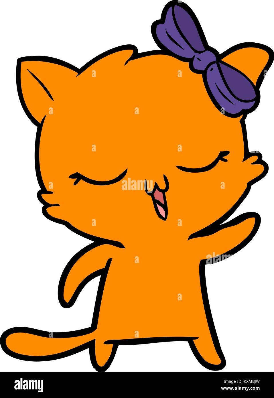 cartoon cat with bow on head Stock Vector Image & Art - Alamy