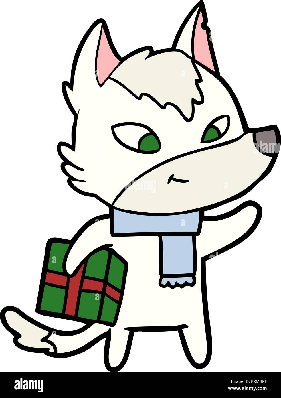 friendly cartoon christmas wolf Stock Vector Image & Art - Alamy