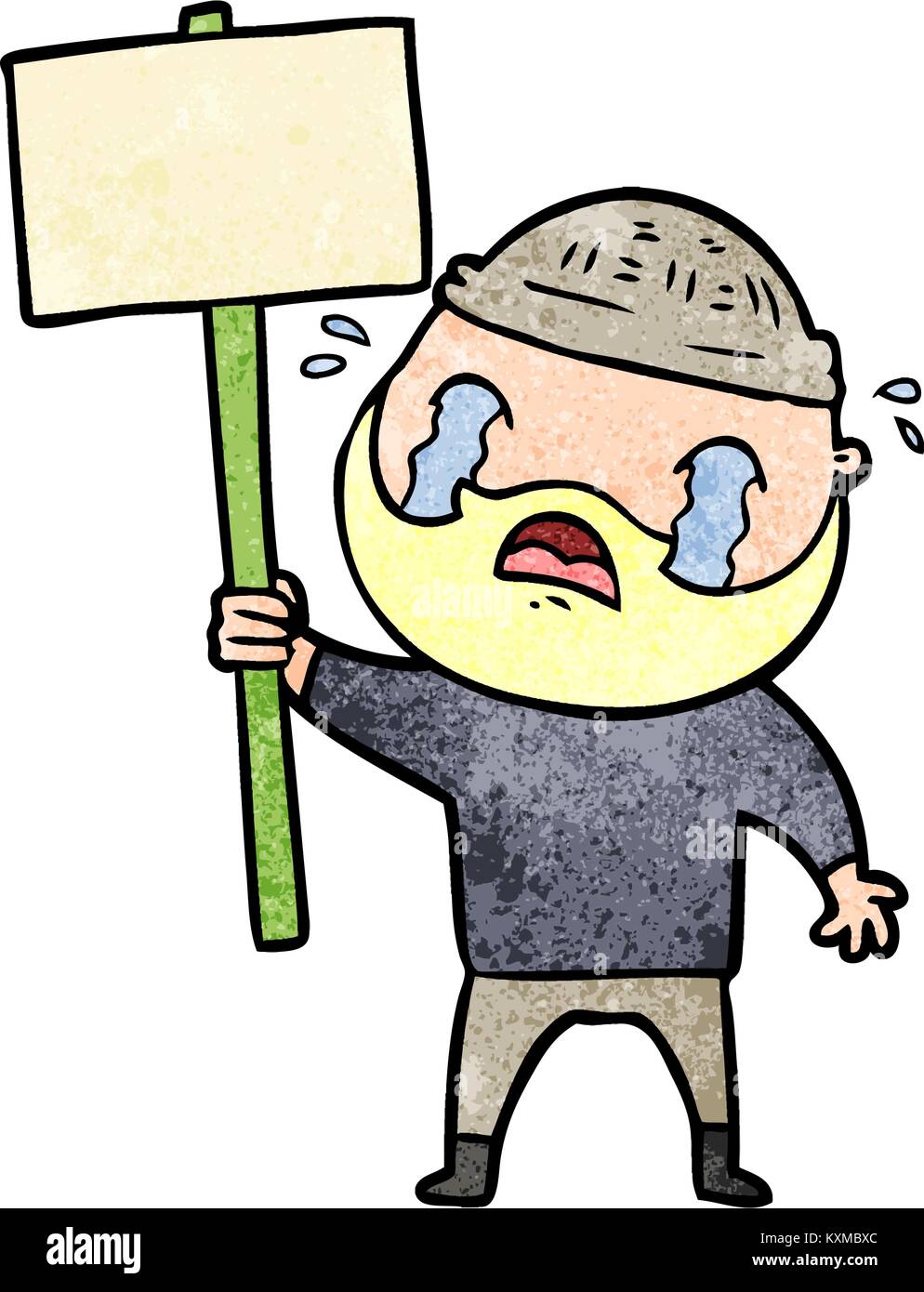 cartoon bearded protester crying Stock Vector Image & Art - Alamy