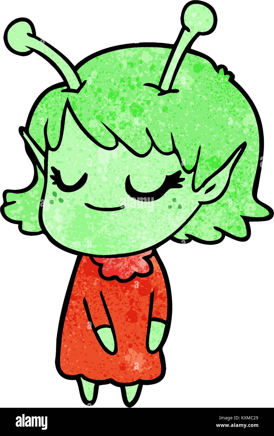smiling alien girl cartoon Stock Vector Image & Art - Alamy