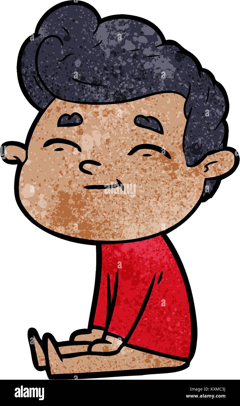 happy cartoon man sitting Stock Vector Image & Art - Alamy