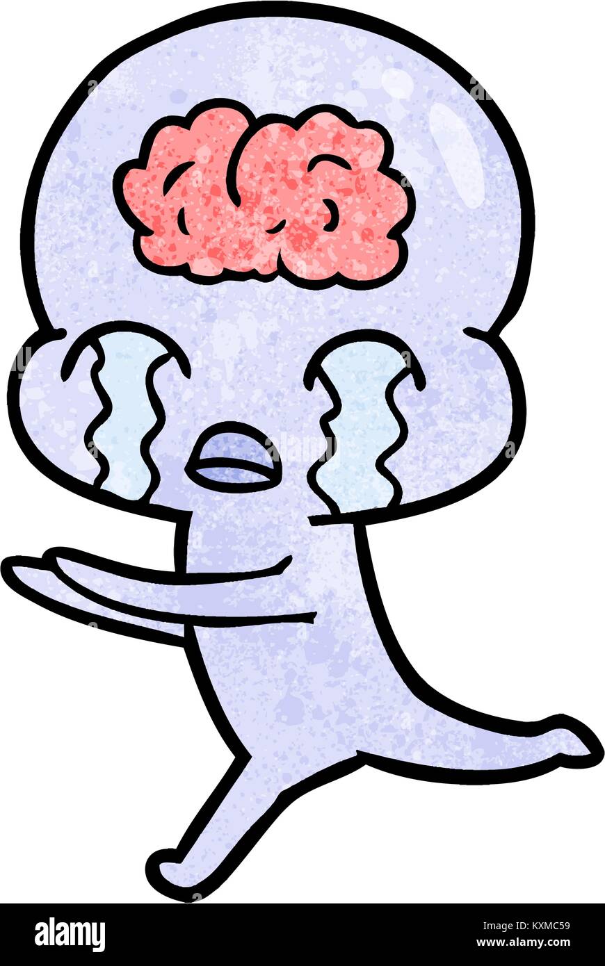 cartoon big brain alien crying Stock Vector Image & Art - Alamy