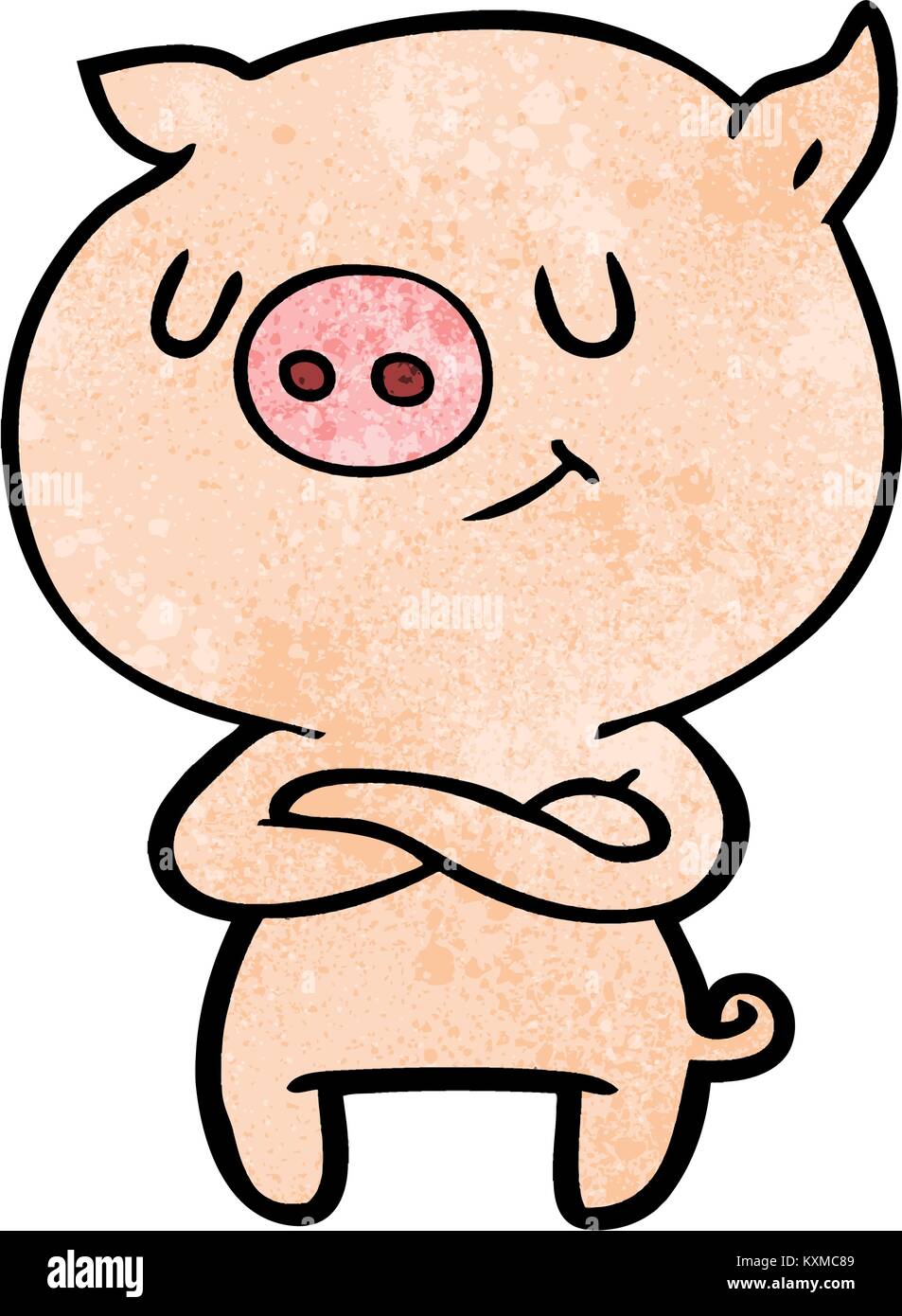 happy cartoon pig with crossed arms Stock Vector Image & Art - Alamy