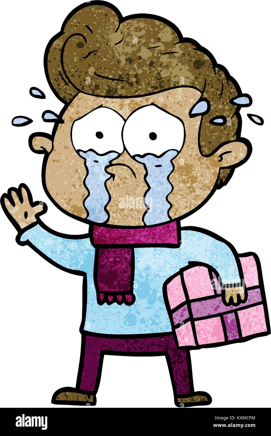 cartoon crying man with present Stock Vector Image & Art - Alamy
