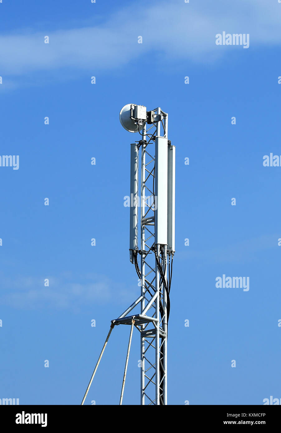 Mast of cellular communication with microwave radio antenna equipment ...