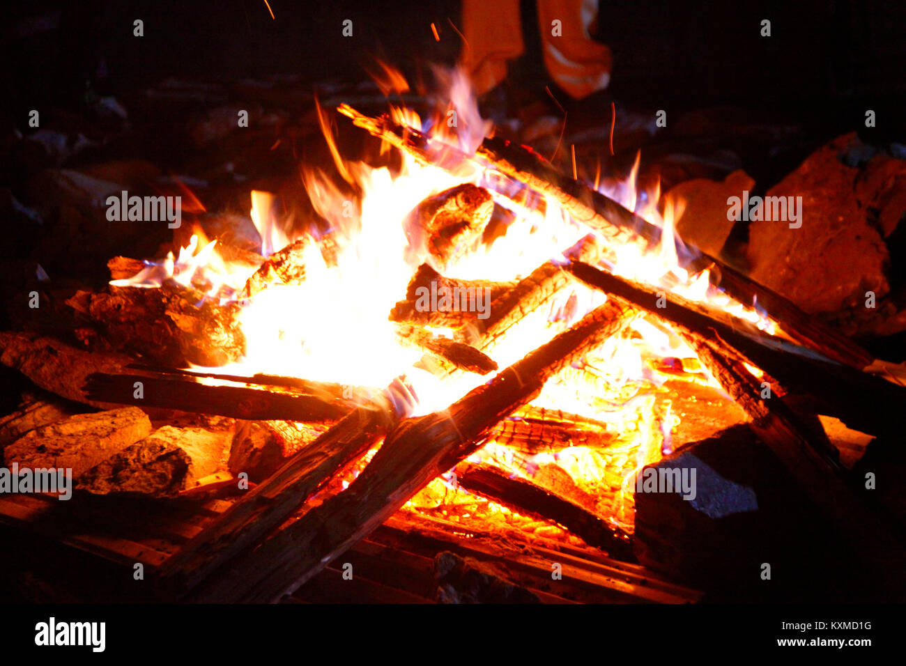 Camp fire, Tourist, Uttarakhand Himalaya, India © by Saji Maramon Stock ...