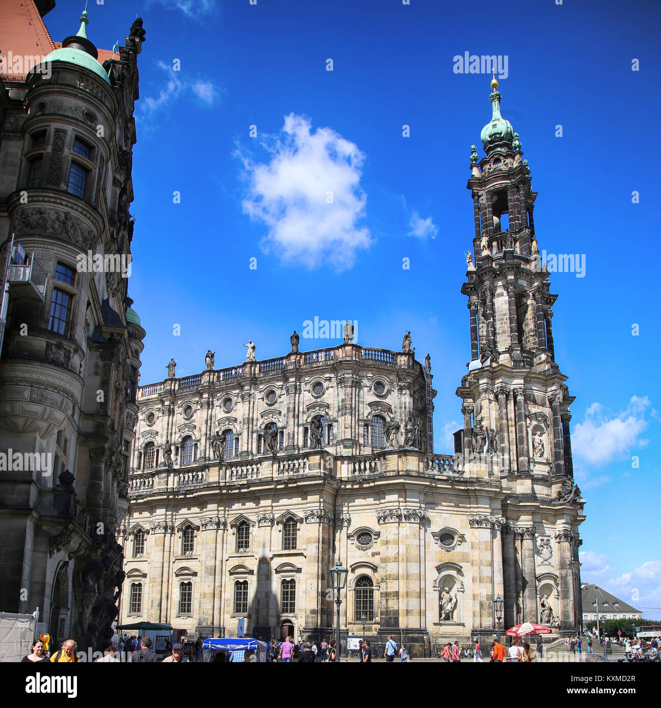DRESDEN, GERMANY – AUGUST 13, 2016: Tourists walk and visit on ...