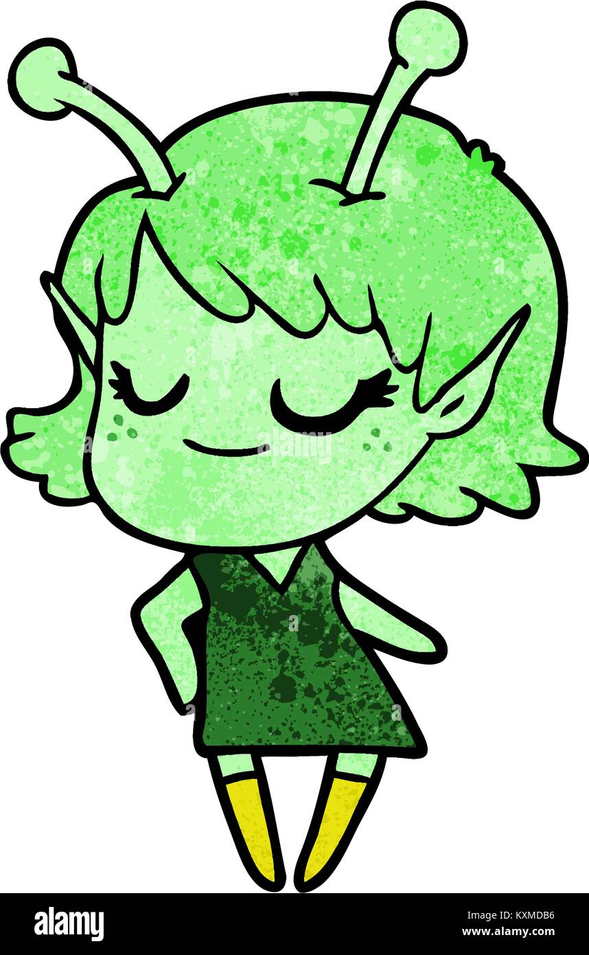 smiling alien girl cartoon Stock Vector Image & Art - Alamy