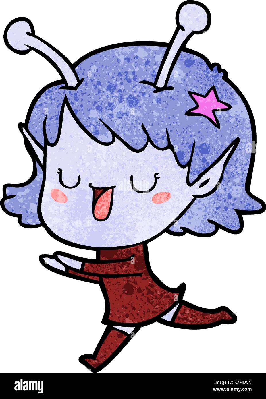 happy alien girl cartoon Stock Vector Image & Art - Alamy