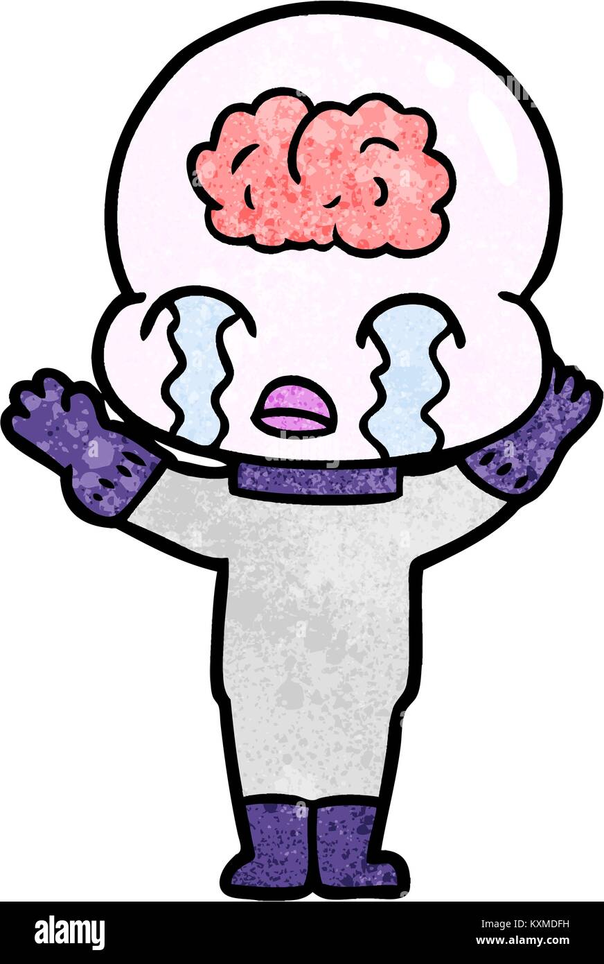 cartoon big brain alien crying Stock Vector Image & Art - Alamy