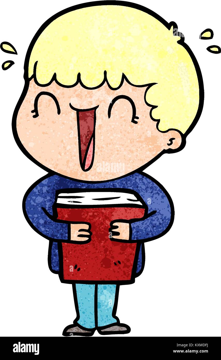 laughing cartoon man holding book Stock Vector Image & Art - Alamy