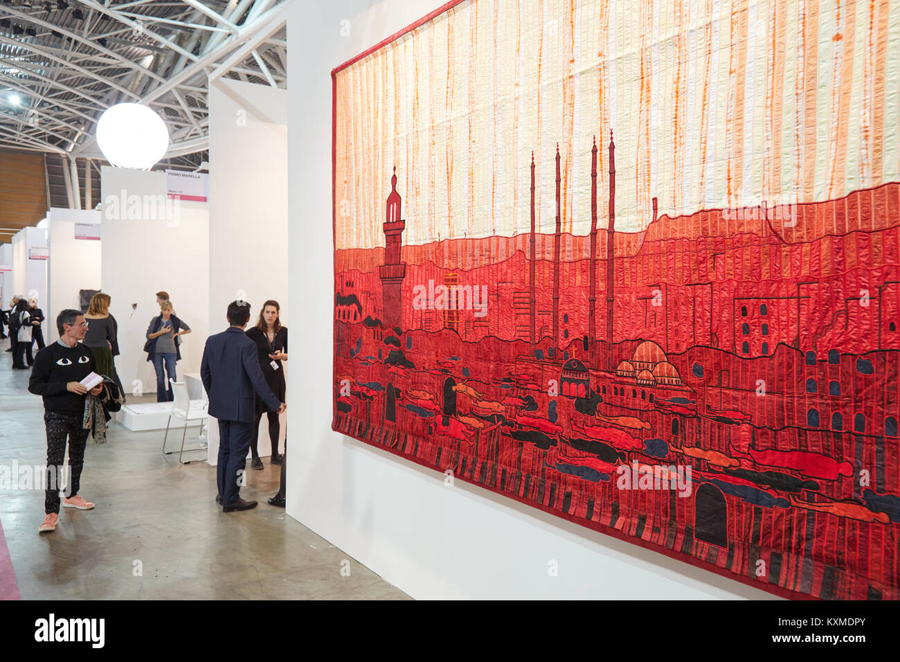 TURIN - NOVEMBER 2: People and big, red artwork during Artissima ...