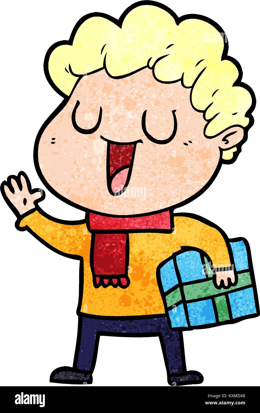 laughing cartoon man with present Stock Vector Image & Art - Alamy