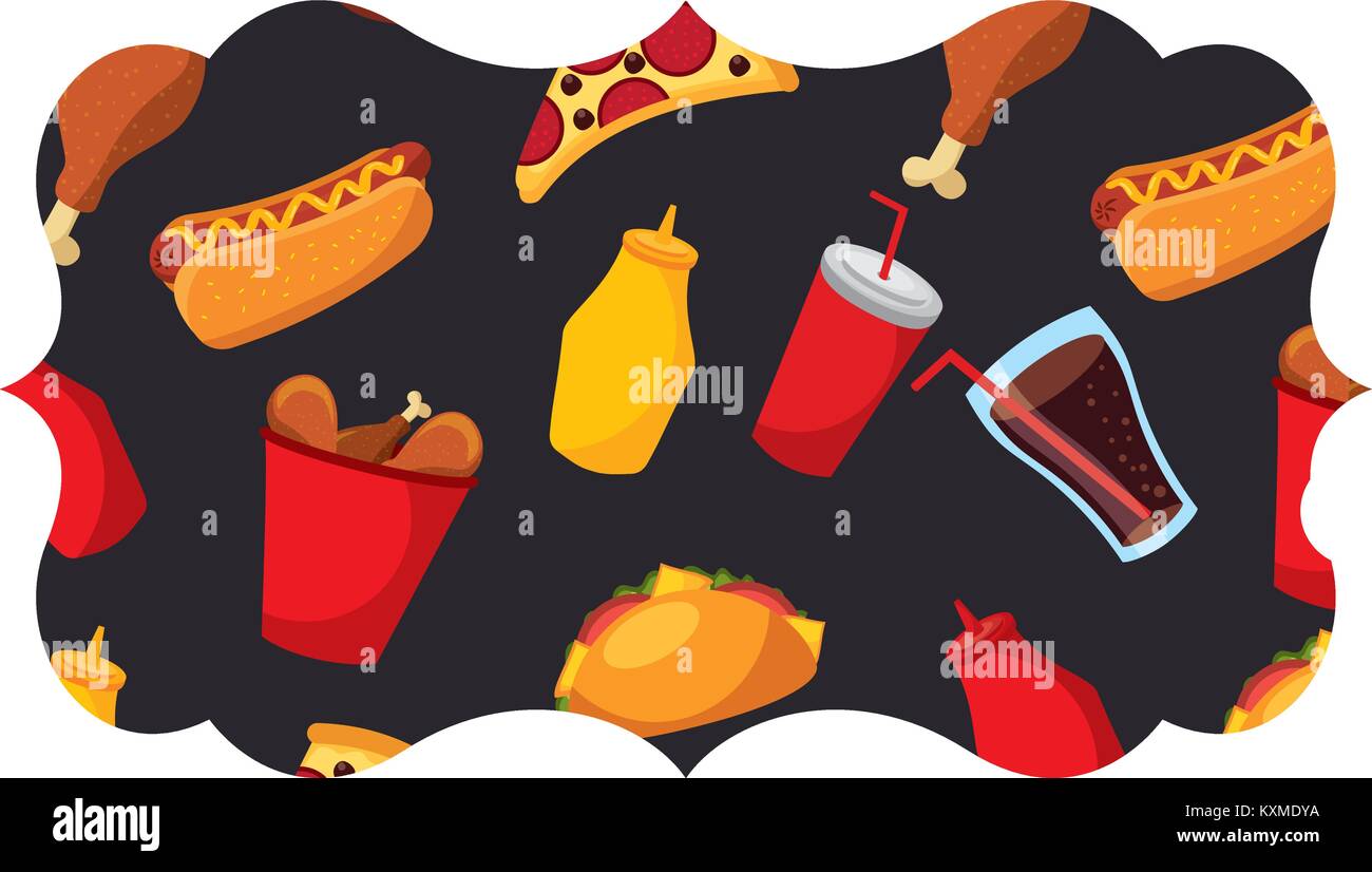 frame with fast food pattern background Stock Vector Image & Art - Alamy