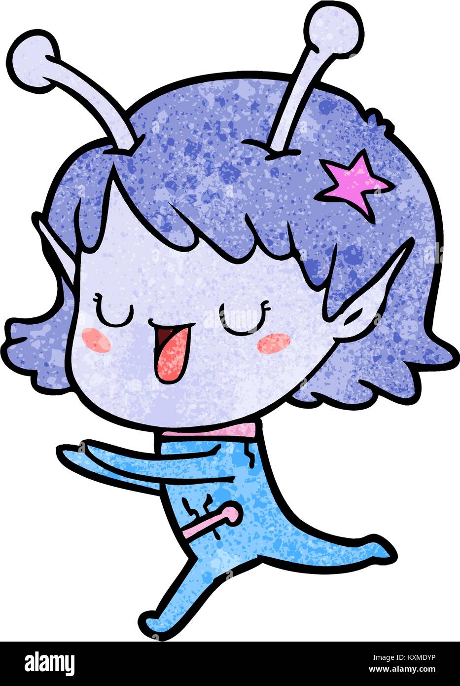 happy alien girl cartoon Stock Vector Image & Art - Alamy