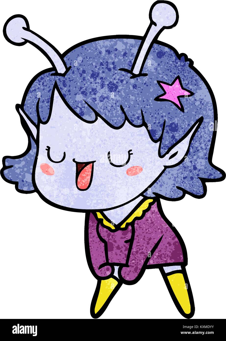 happy alien girl cartoon Stock Vector Image & Art - Alamy