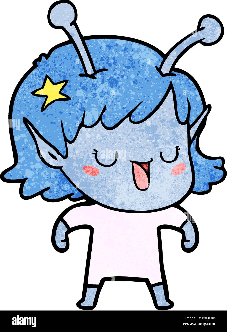 happy alien girl cartoon Stock Vector Image & Art - Alamy