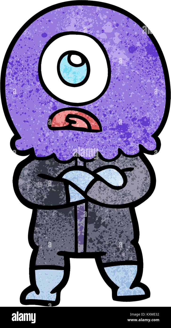 annoyed cartoon cyclops alien spaceman Stock Vector Image & Art - Alamy