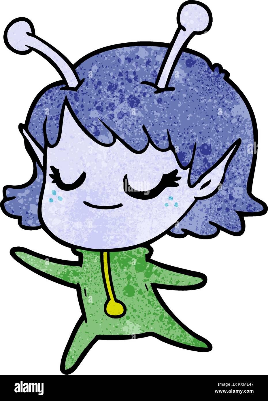 smiling alien girl cartoon Stock Vector Image & Art - Alamy
