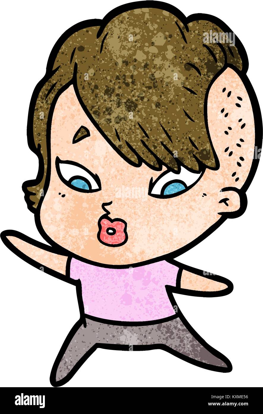 cartoon surprised girl pointing Stock Vector Image & Art - Alamy