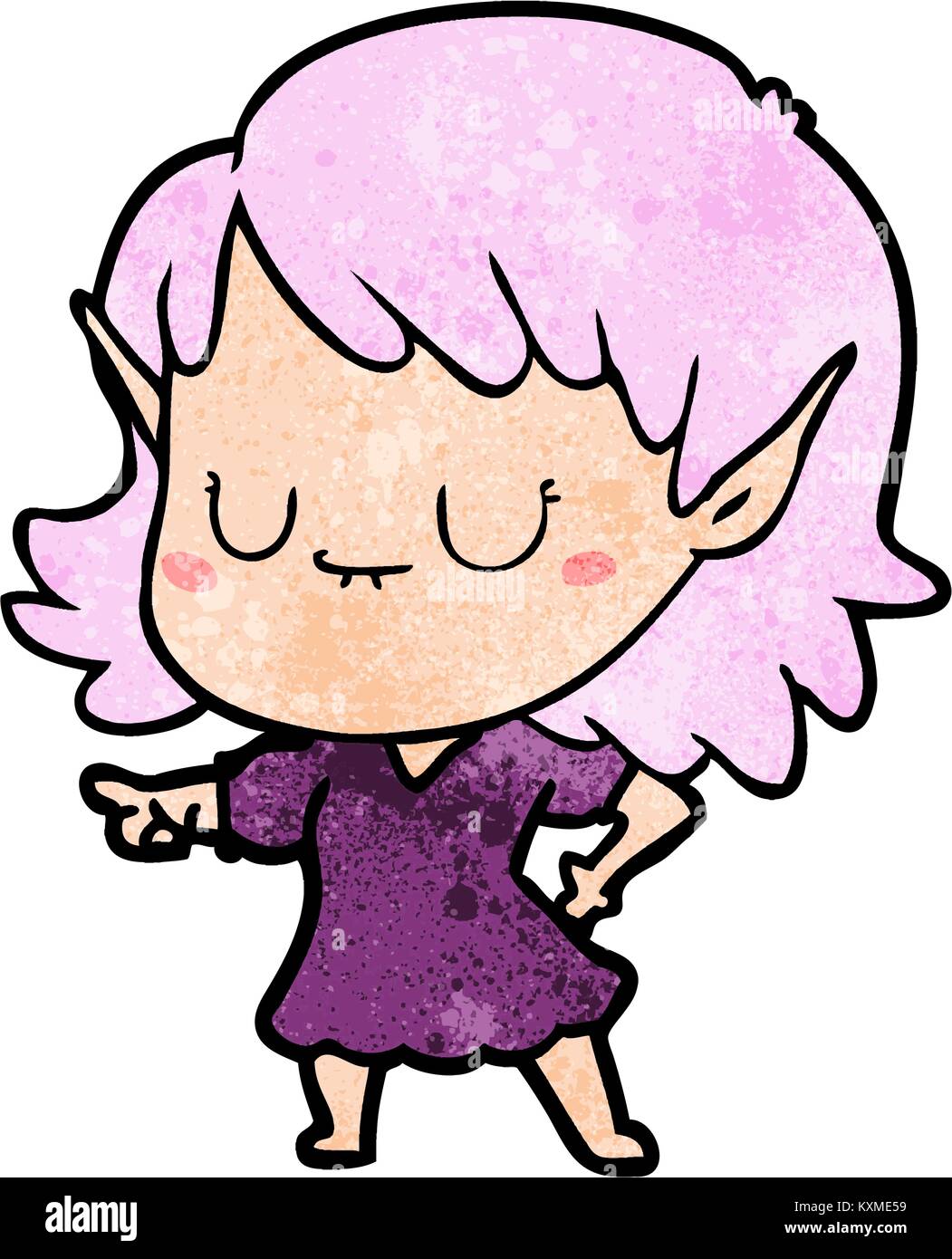 happy cartoon elf girl wearing dress Stock Vector Image & Art - Alamy
