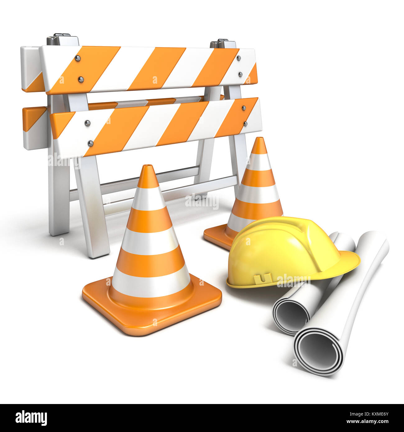 Under construction concept 3D render illustration isolated on white ...