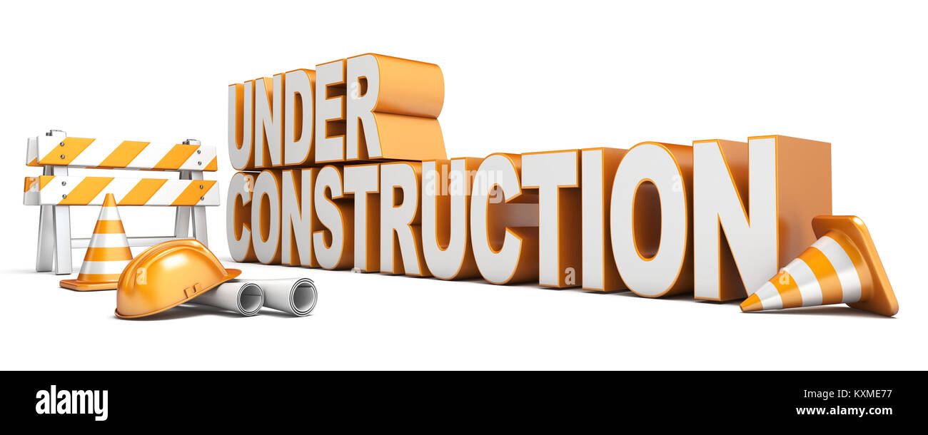 Under construction concept 3D render illustration isolated on white ...