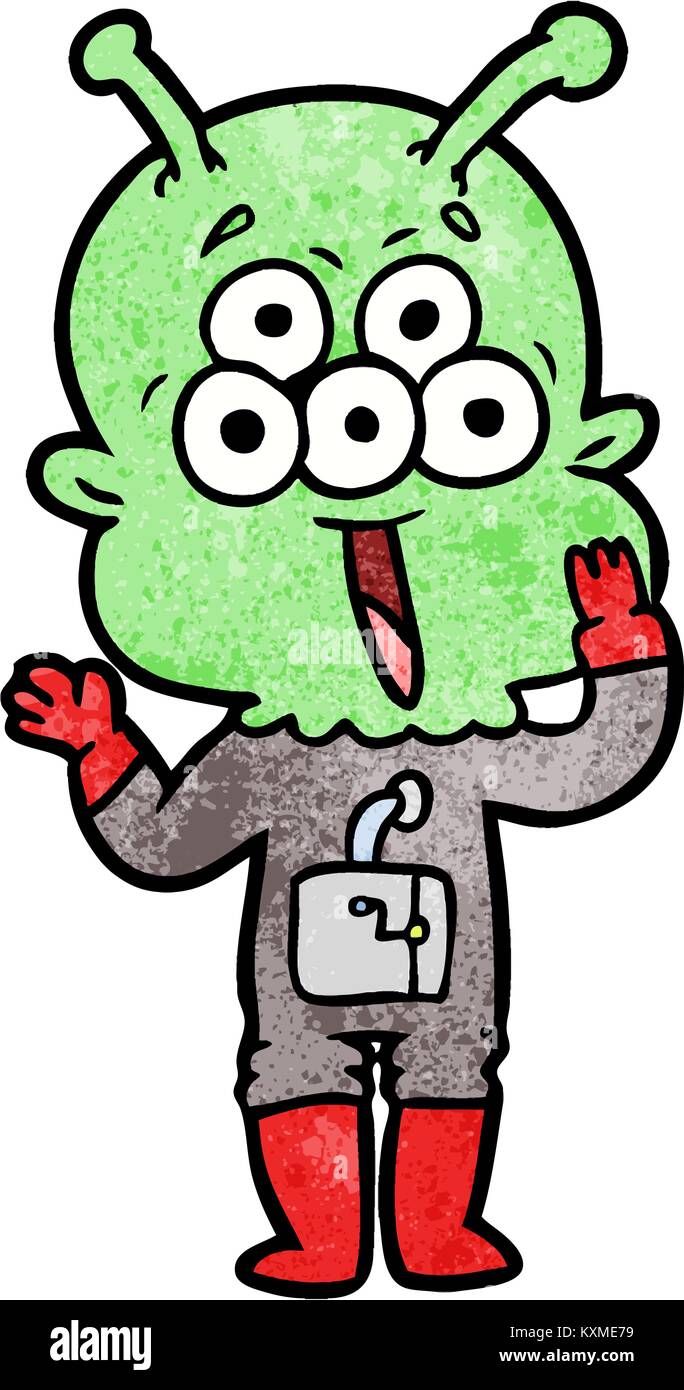 happy cartoon alien Stock Vector Image & Art - Alamy