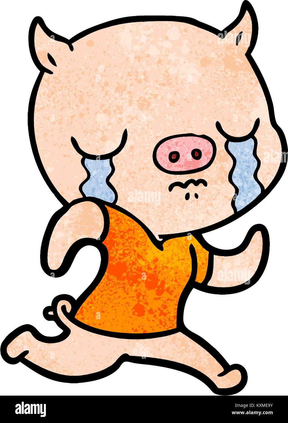 cartoon pig crying running away Stock Vector Image & Art - Alamy