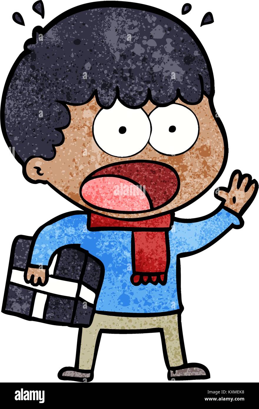 cartoon shocked man with gift Stock Vector Image & Art - Alamy
