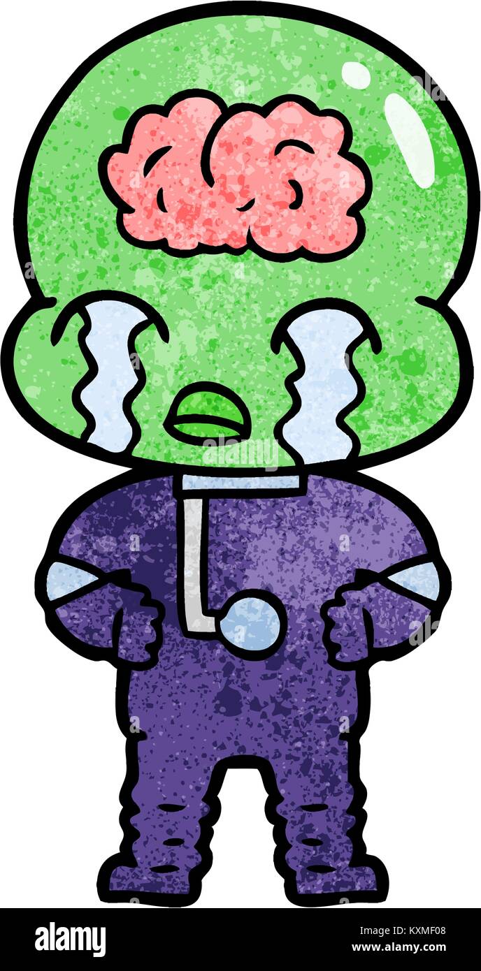 cartoon big brain alien crying Stock Vector Image & Art - Alamy