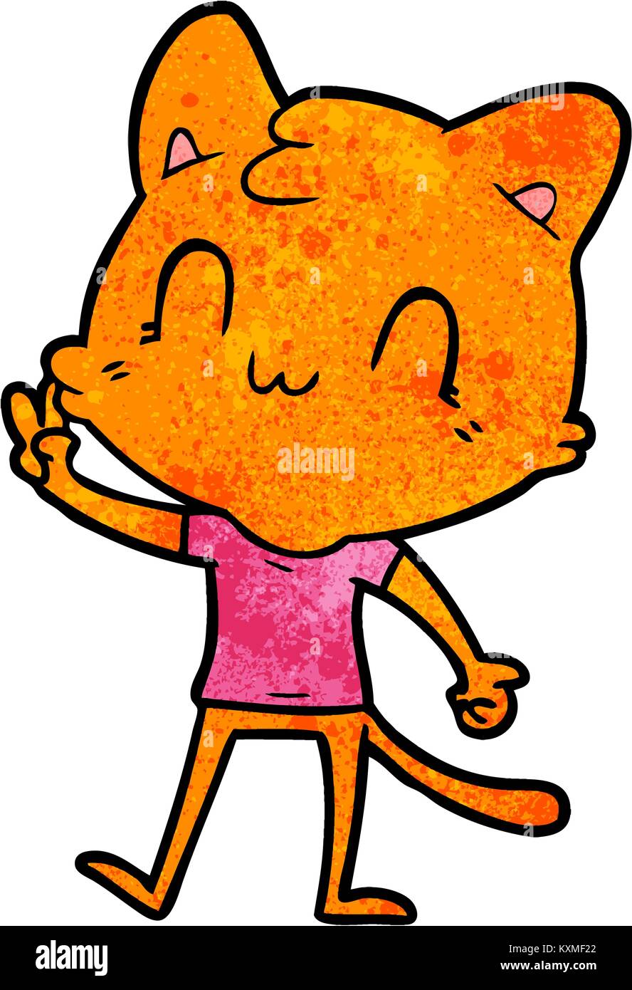 cartoon happy cat giving peace sign Stock Vector Image & Art - Alamy