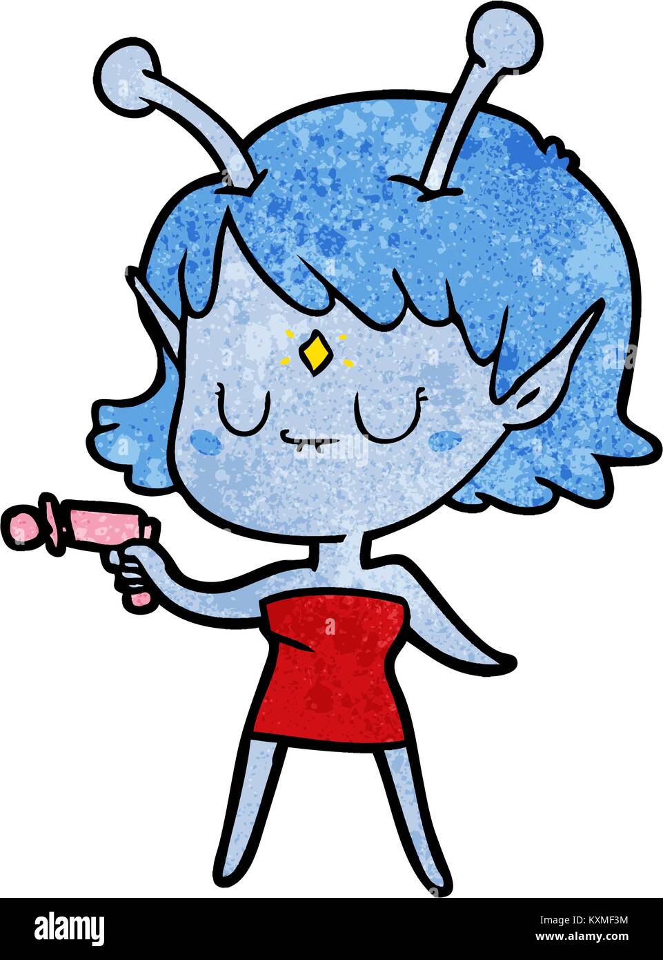 cartoon alien girl with ray gun Stock Vector Image & Art - Alamy