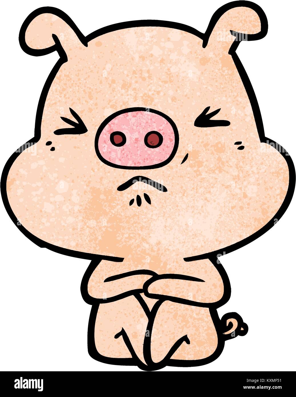 cartoon angry pig sat waiting Stock Vector Image & Art - Alamy