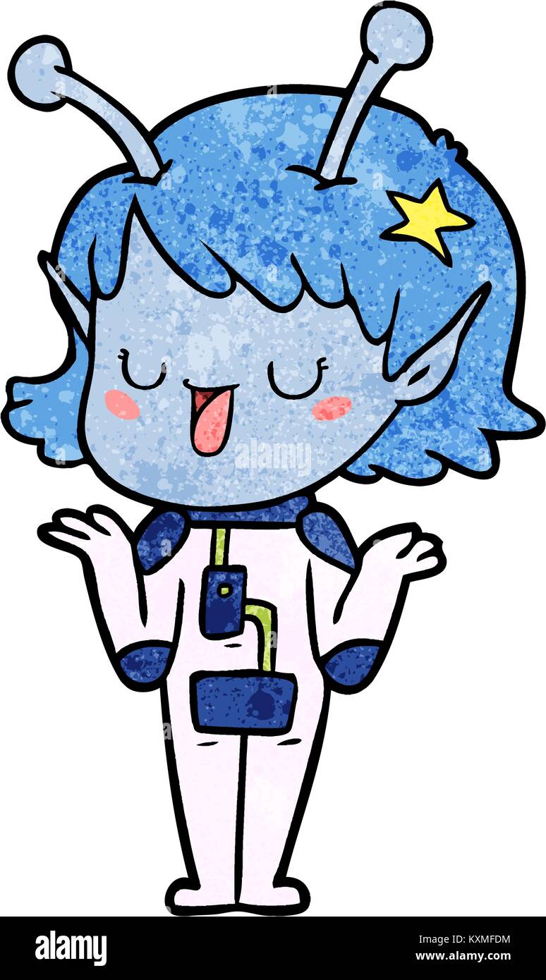 happy alien girl cartoon Stock Vector Image & Art - Alamy