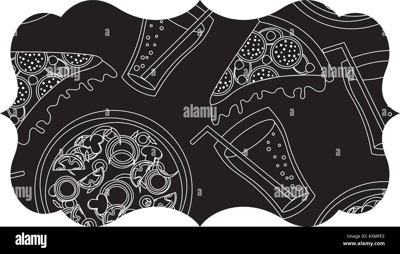 frame with pizza and soda pattern background Stock Vector Image & Art ...