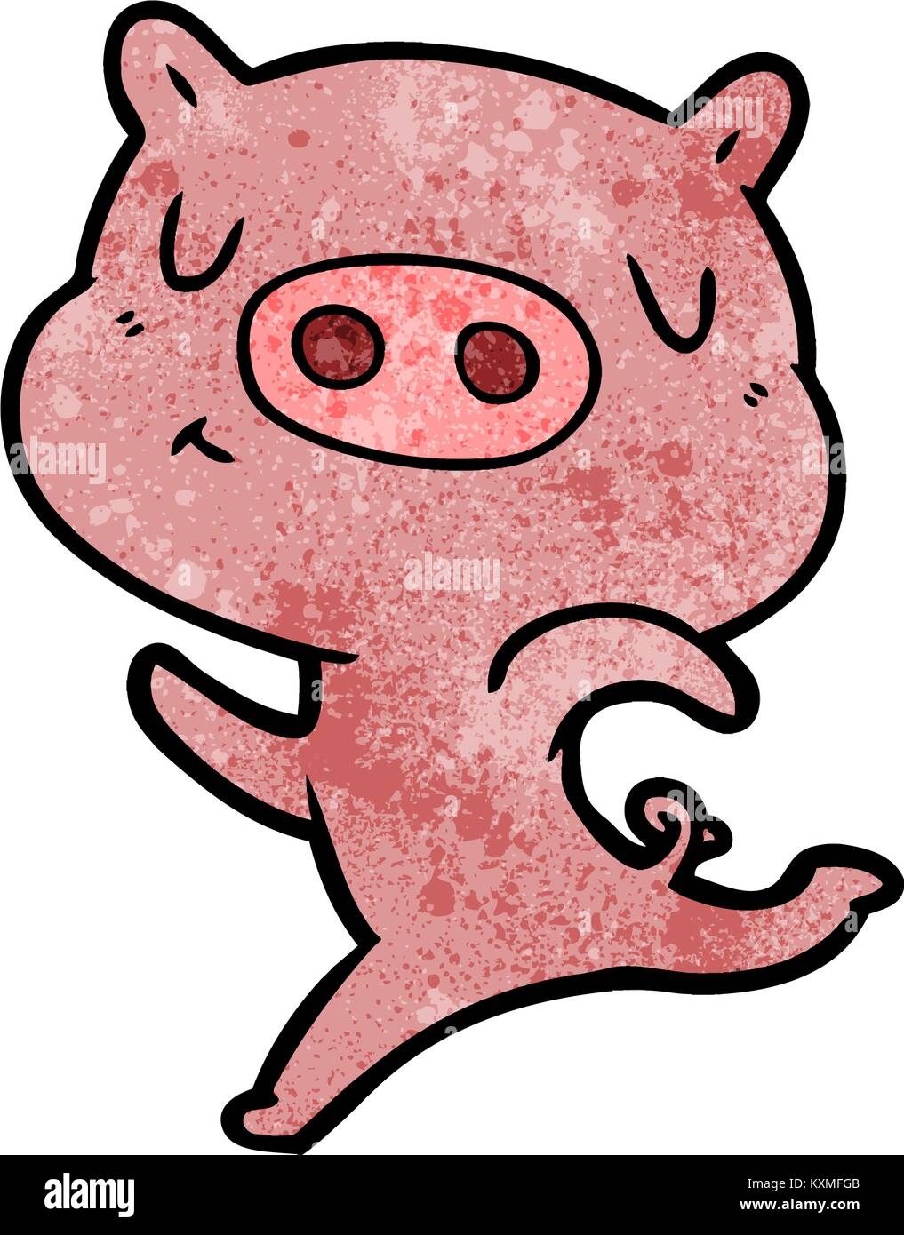 cartoon content pig running Stock Vector Image & Art - Alamy