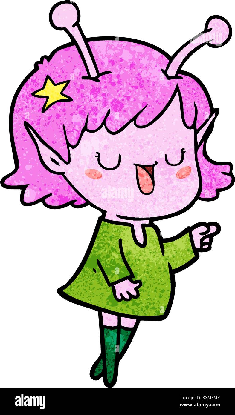 happy alien girl cartoon Stock Vector Image & Art - Alamy