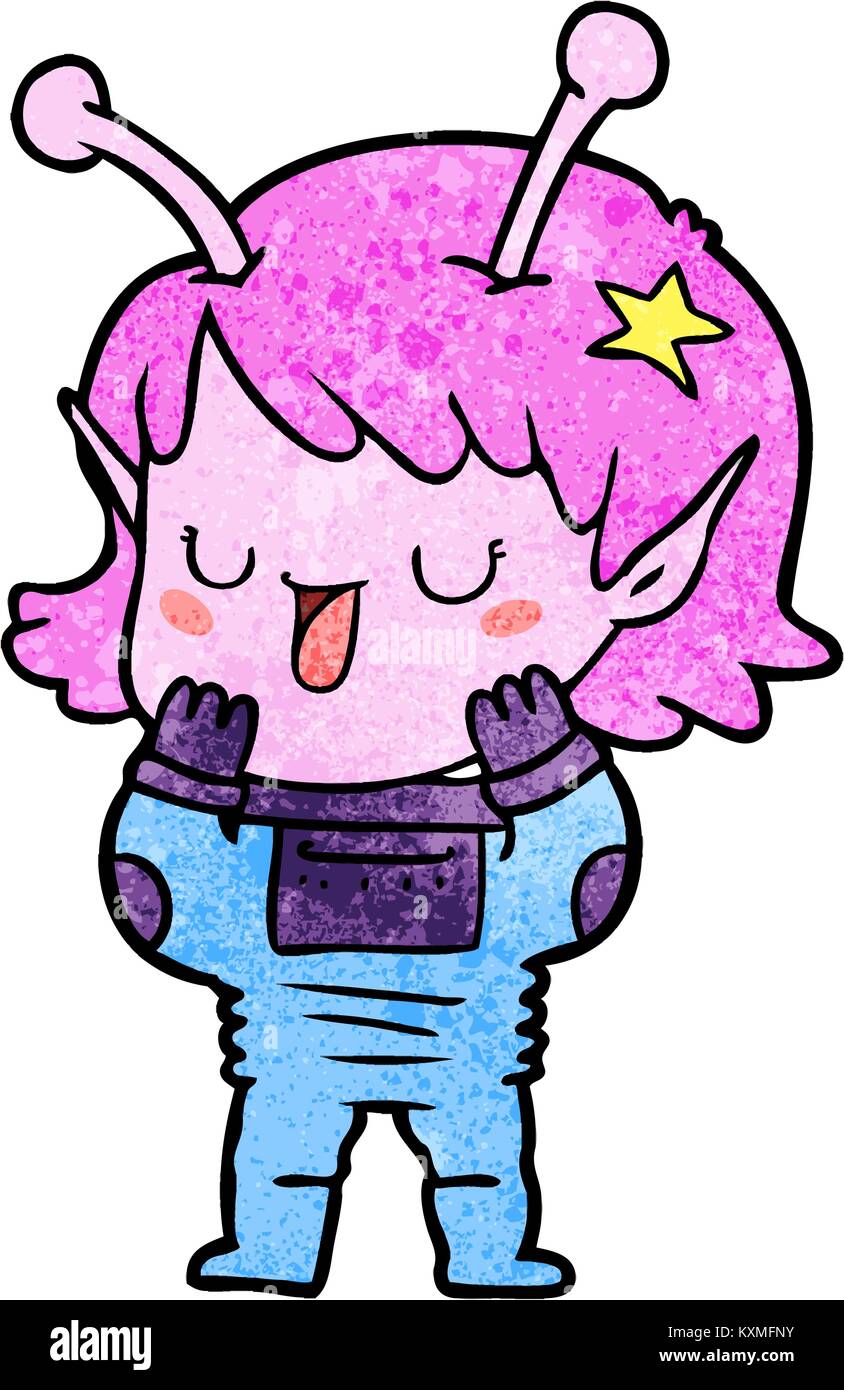 happy alien girl cartoon Stock Vector Image & Art - Alamy