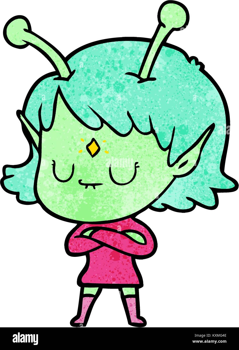 cartoon alien girl Stock Vector Image & Art - Alamy