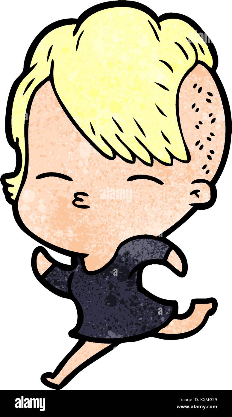 cartoon squinting girl running Stock Vector Image & Art - Alamy