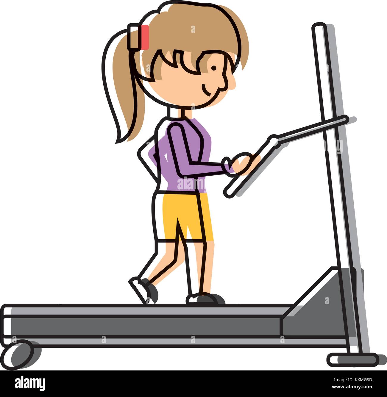 woman running on a treadmill Stock Vector Image & Art - Alamy