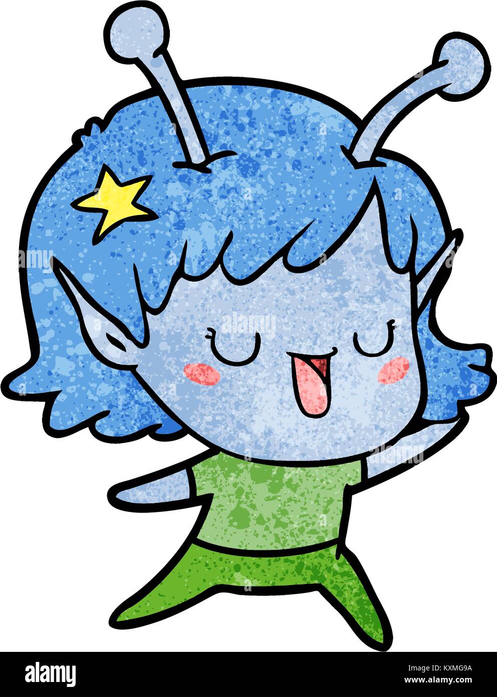 happy alien girl cartoon Stock Vector Image & Art - Alamy