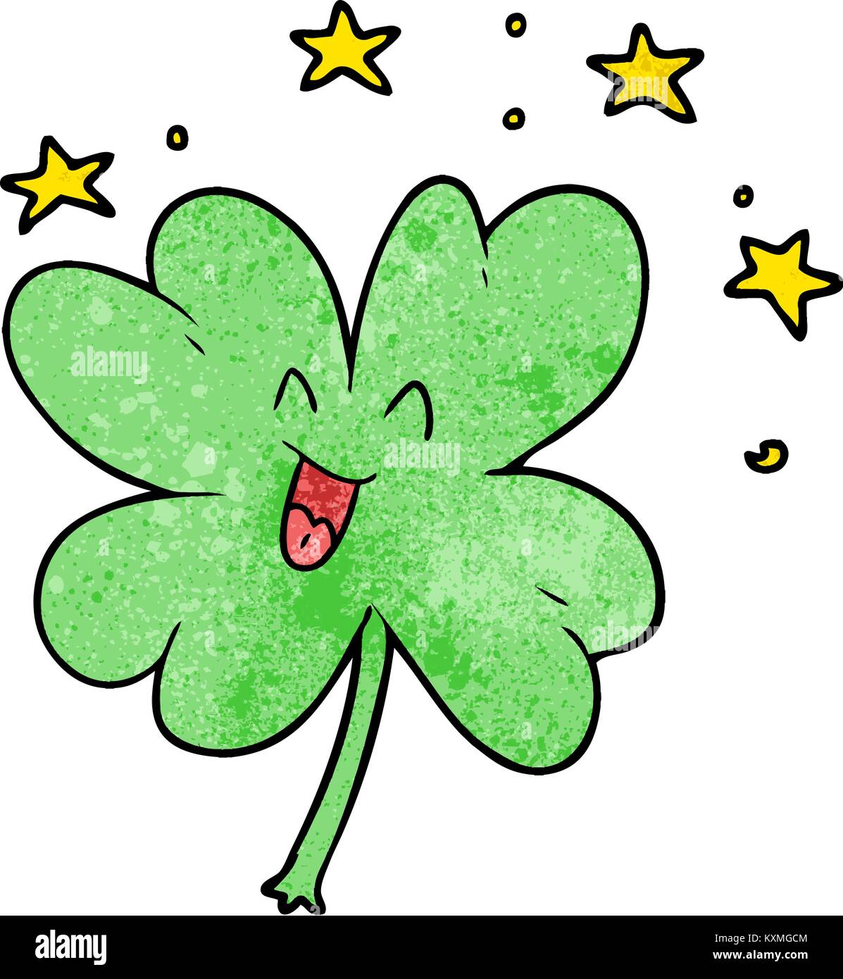 happy cartoon four leaf clover Stock Vector Image & Art - Alamy