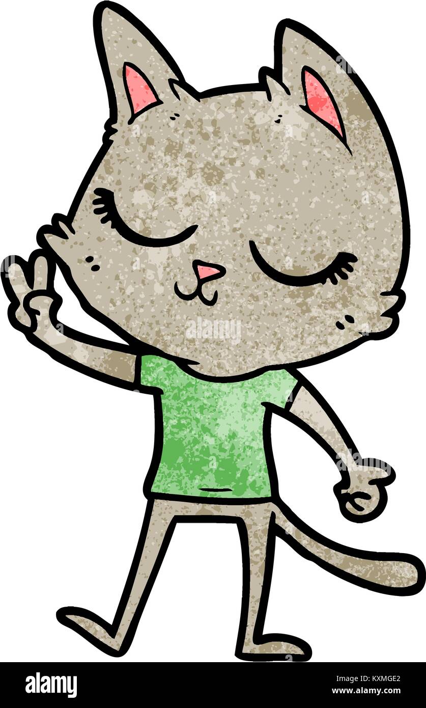 calm cartoon cat giving peace sign Stock Vector Image & Art - Alamy