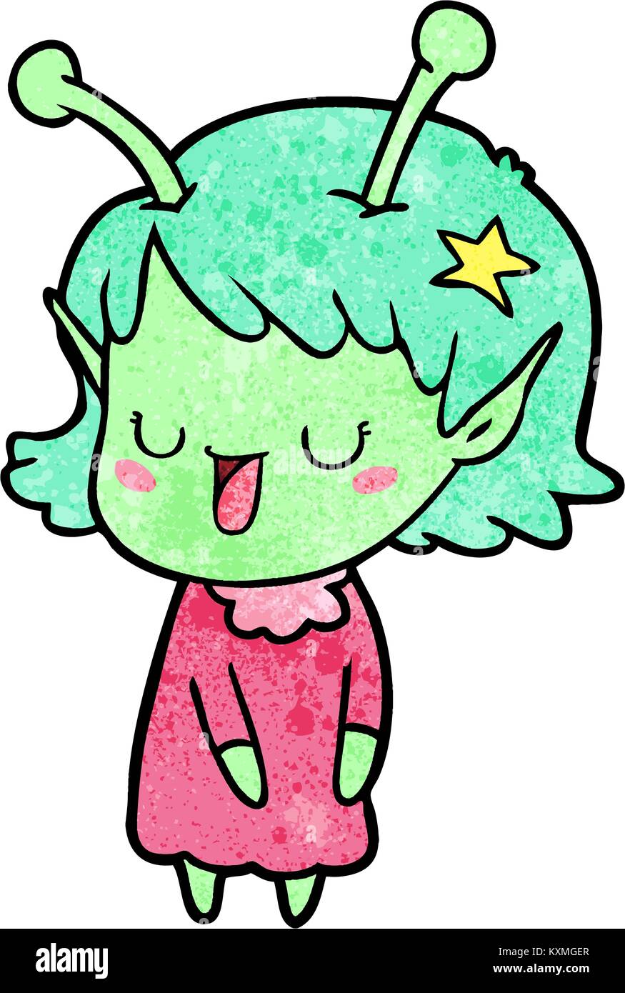 happy alien girl cartoon Stock Vector Image & Art - Alamy