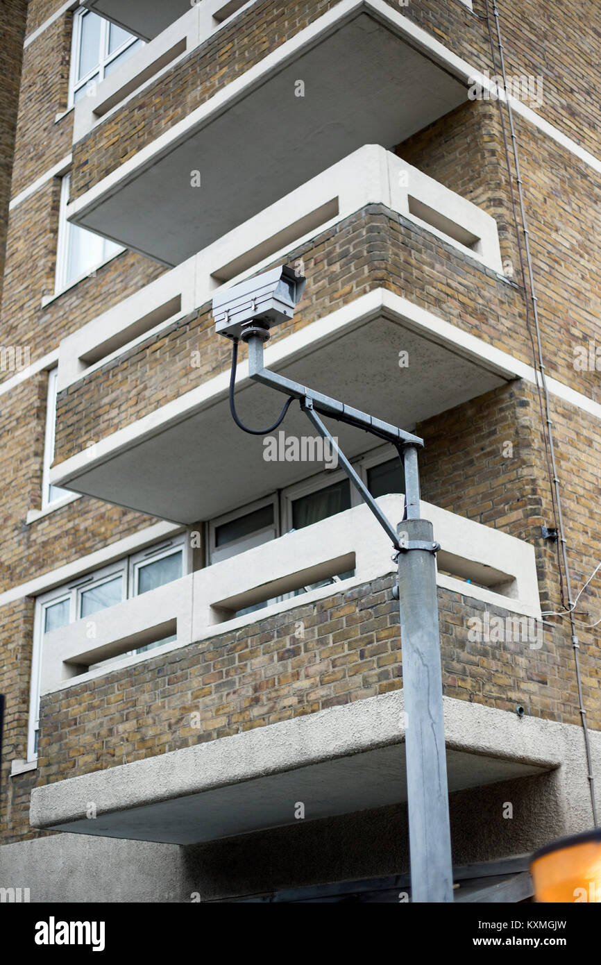 CCTV Camera shot against a background of building balconies Stock Photo ...