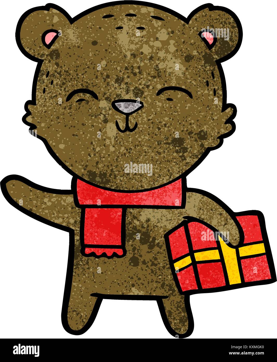 happy cartoon bear with present Stock Vector Image & Art - Alamy