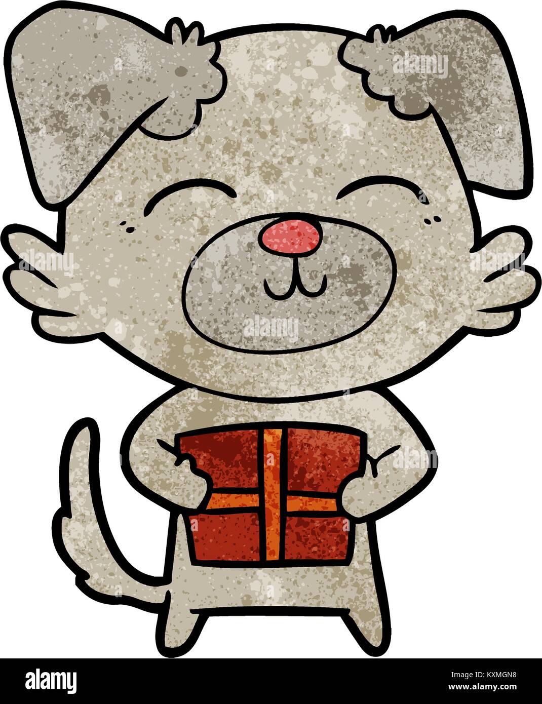cartoon dog with present Stock Vector Image & Art - Alamy