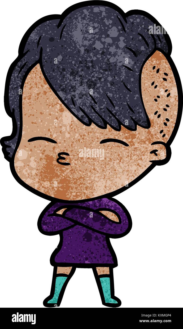 cartoon squinting girl Stock Vector Image & Art - Alamy